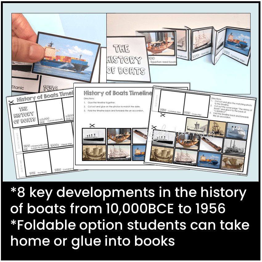 History of Sea Transport Timeline Boats Ships Then and Now Activity ...