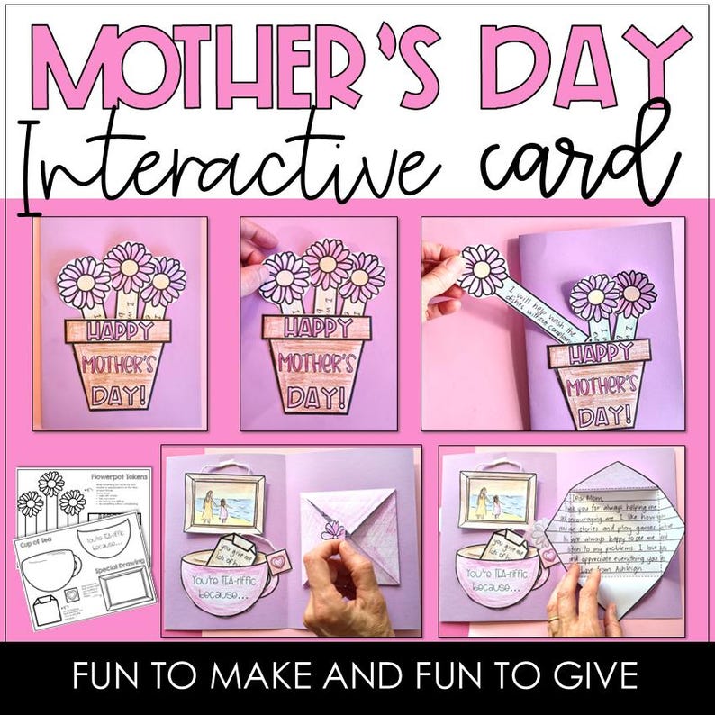 Mother's Day Card, Interactive Craft Card, Printable, Kids Activity ...