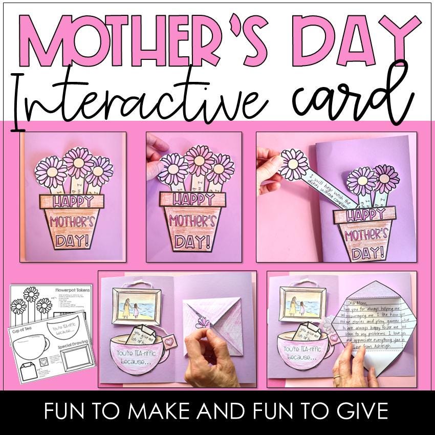 Mother's Day Card, Interactive Craft Card, Printable, Kids Activity ...