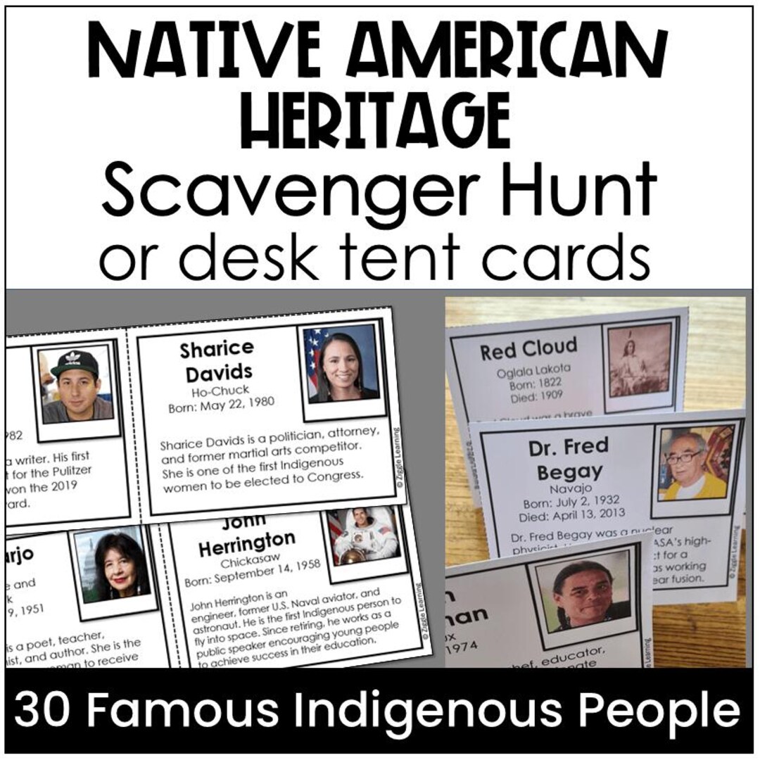 Native American Heritage Famous Indigenous People Scavenger Hunt Desk ...