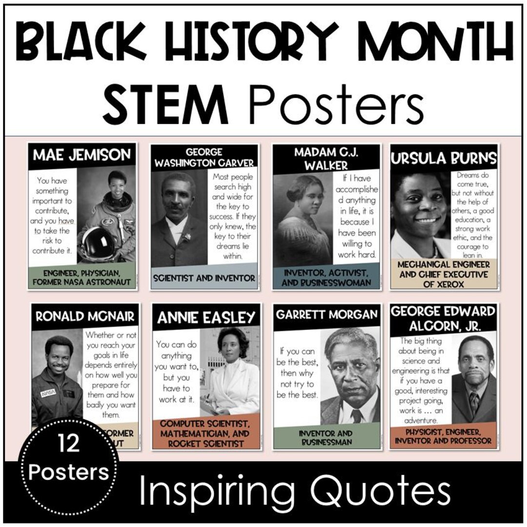 Black History Month STEM Careers Inspiring Quotes Printable Posters ...