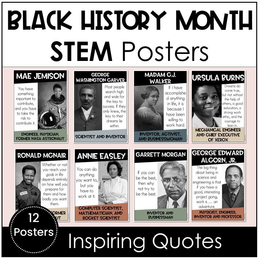 Black History Month STEM Careers Inspiring Quotes Printable Posters ...