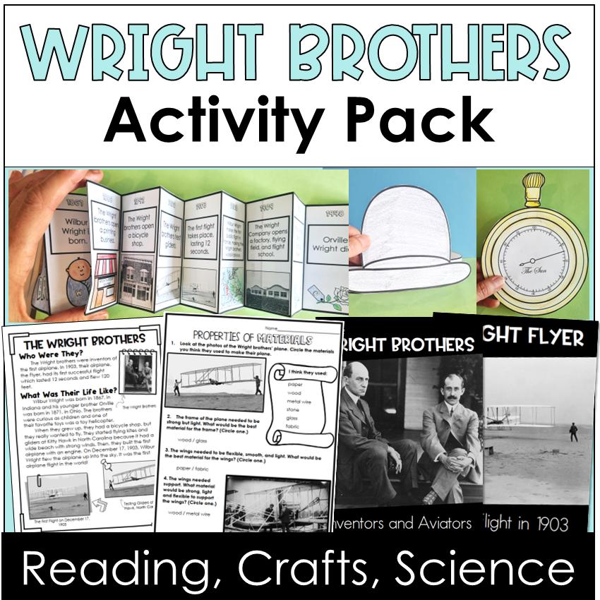 Wright Brothers Activity Pack Reading Crafts Science Math Cross ...