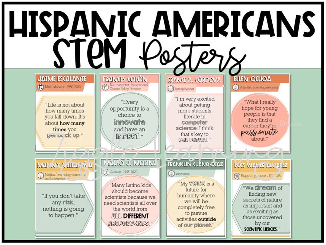 Hispanic Americans STEM Posters Inspiring Quotes Hispanic - Etsy