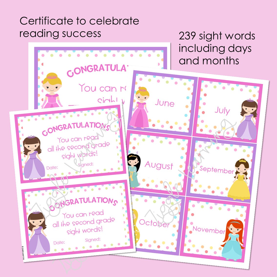 Printable Princess Sight Word Cards, Princesses Reading Flashcards ...