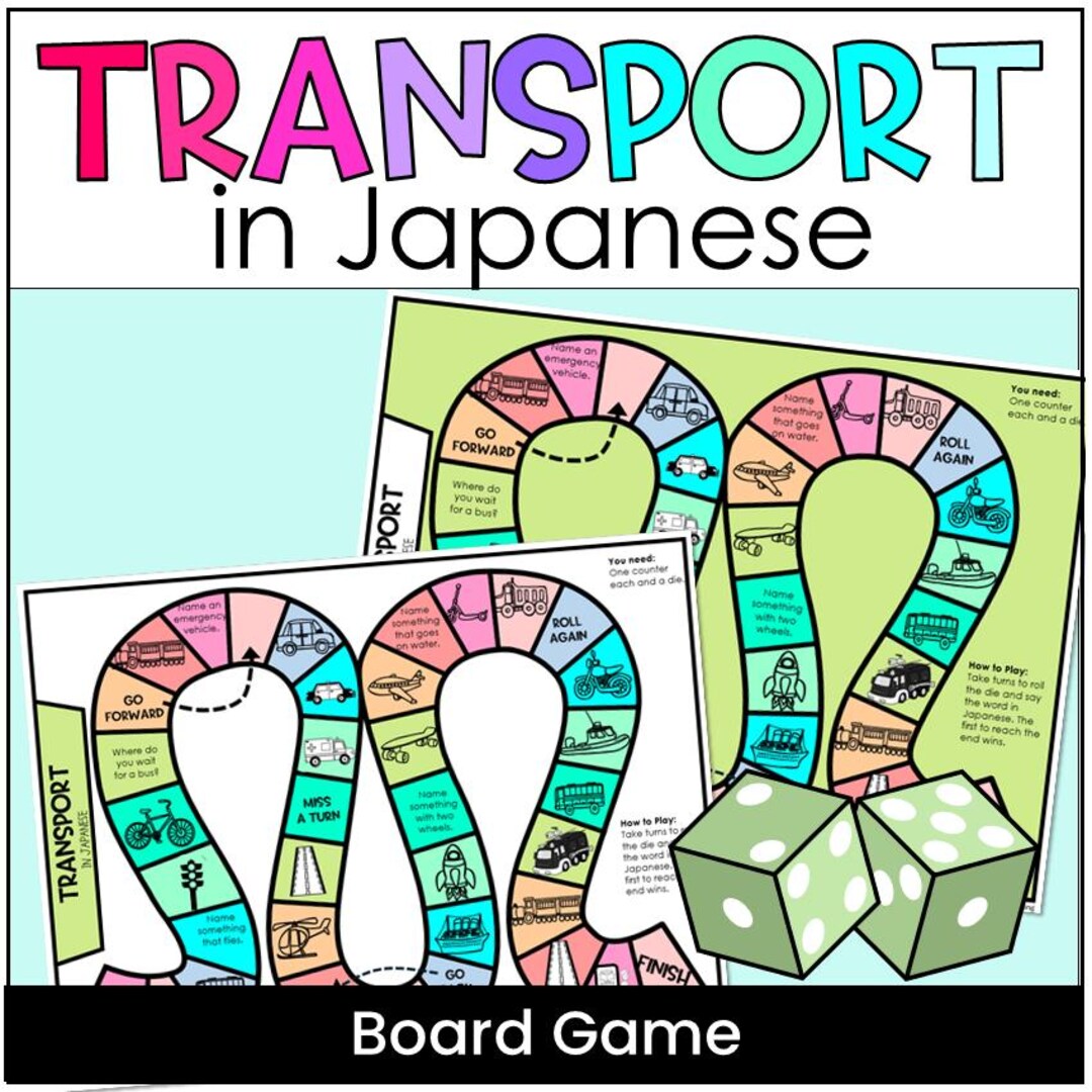 Printable Japanese Transport Vocabulary Board Game, Transportation ...