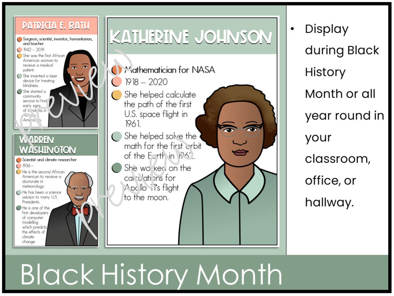 Printable Black History Month Posters, African Americans STEM Careers ...