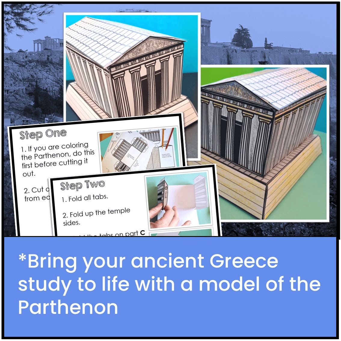Printable 3D Parthenon Craft, Ancient Greece Parthenon Model, Classroom, Homeschool, Ancient ...