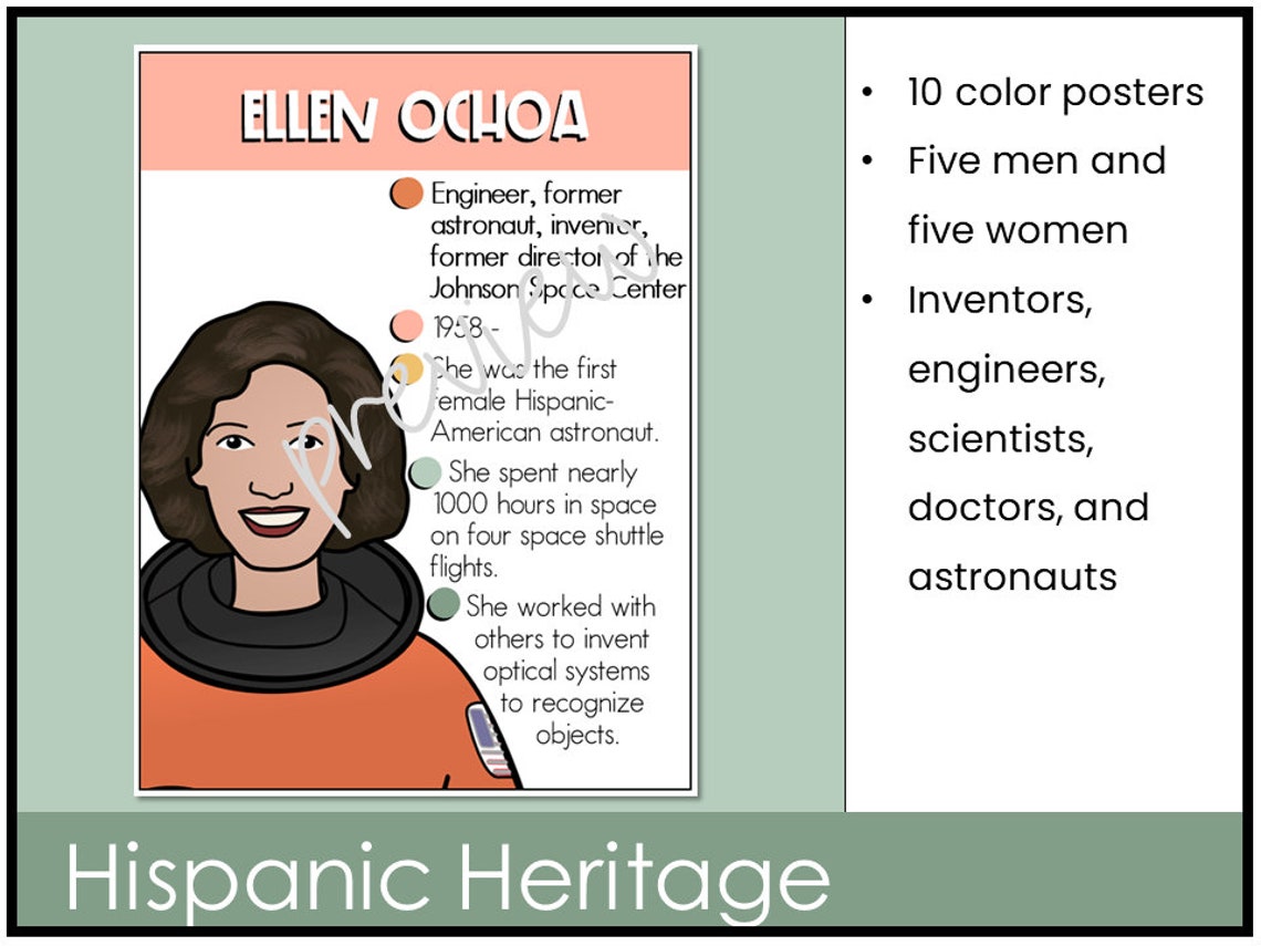 Hispanic Americans STEM Posters Inventors, Scientists, Astronauts ...