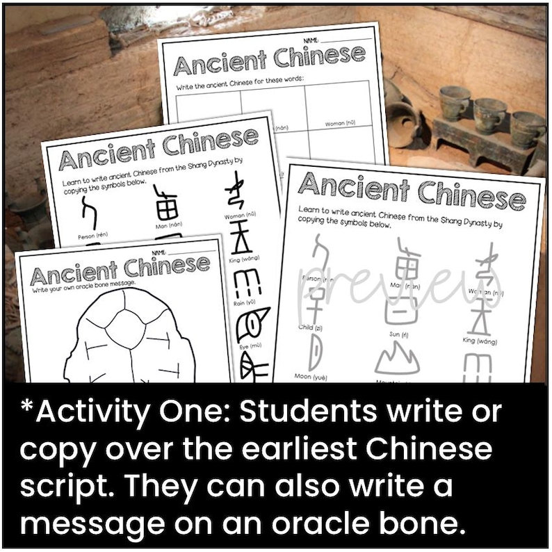 Ancient Chinese Writing Script Oracle Bone Shang Dynasty China Activity ...