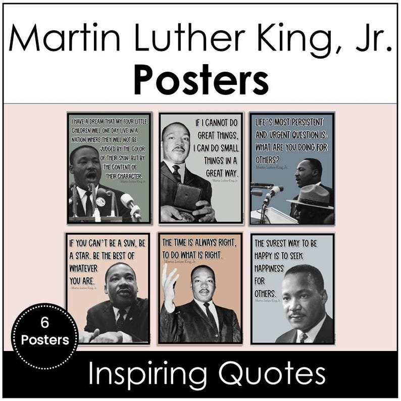 Printable Martin Luther King, Jr. Posters, Inspiring Quotes, Classroom ...