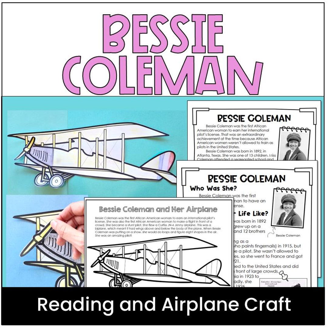 Bessie Coleman Airplane Craft and Reading Passage Women's History Month ...