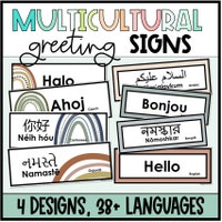 Hello Poster Printable, Greetings in 5 Languages, Multicultural Wall ...