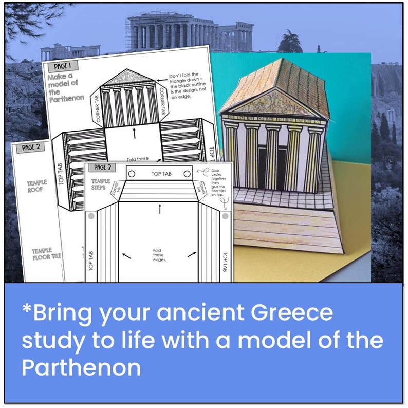 Printable 3D Parthenon Craft, Ancient Greece Parthenon Model, Classroom ...