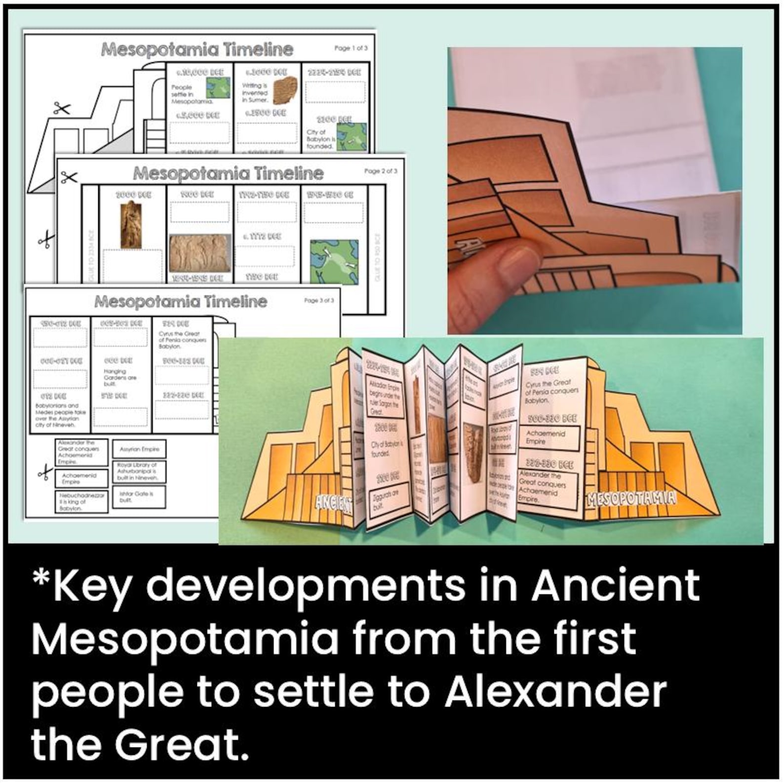 Ancient Mesopotamia Timeline, History Activity, Printable, Social ...