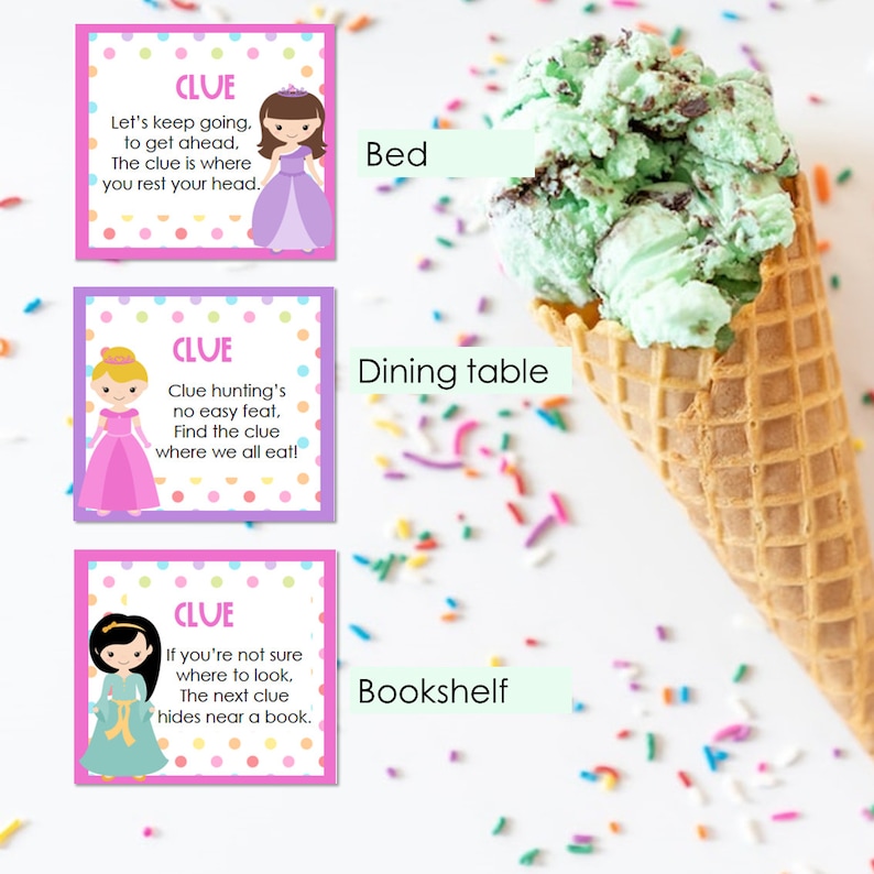 Princess Treasure Hunt Clues, Princess Party Game, Printable Princesses ...
