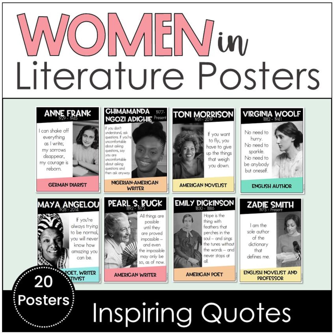 Women in Literature Inspiring Quotes Printable Posters for Classroom ...