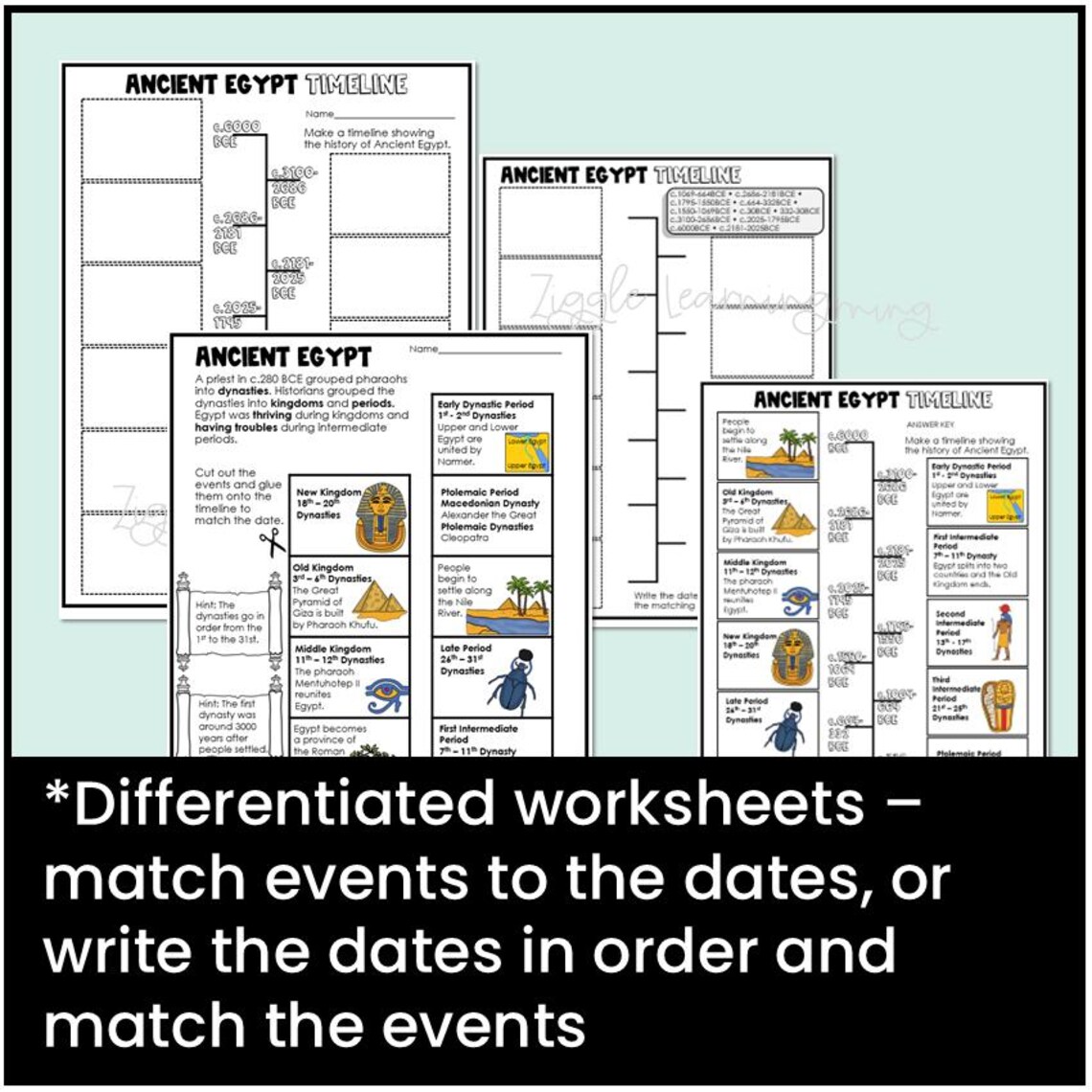 Ancient Egypt Timeline, History Activity, Printable, Social Studies ...