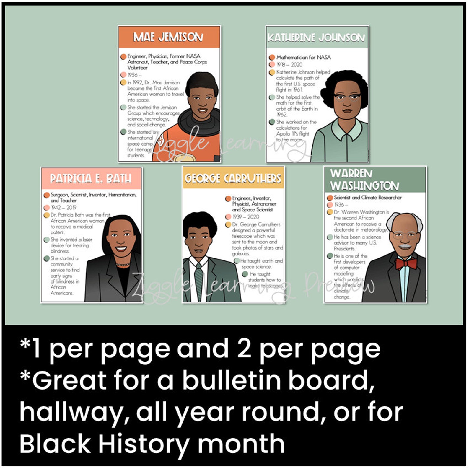 Printable Black History Month Posters, African Americans STEM Careers ...