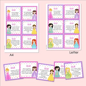 Princess Treasure Hunt Clues, Princess Party Game, Printable Princesses ...