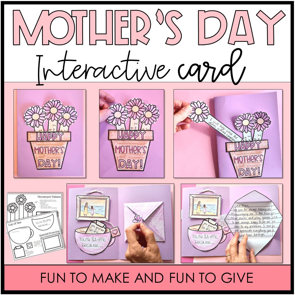 Mother's Day Card, Interactive Craft Card, Printable, Kids Activity ...