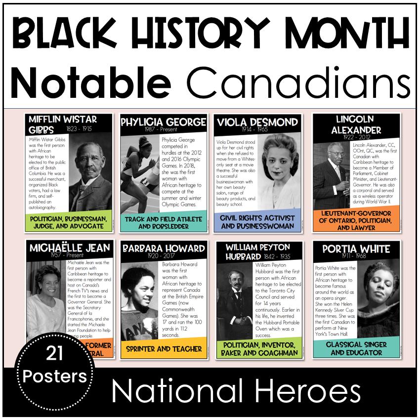 Black History Month Canada Notable Canadians Printable Posters Famous ...
