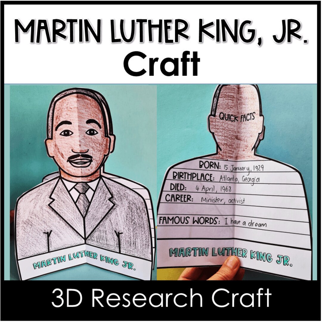 Printable Martin Luther King, Jr. 3D Craft Writing Activity, Classroom ...