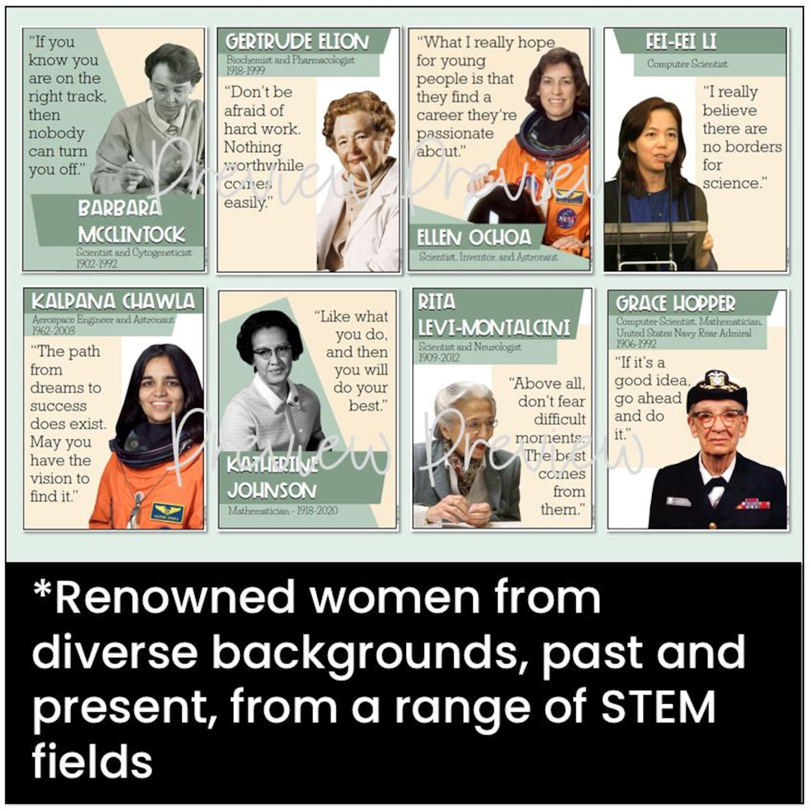 Women STEM Printable Posters Inspiring Quotes Scientists, Engineers ...
