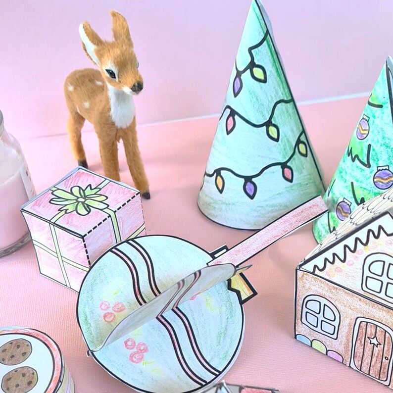 3D Shapes, Christmas Crafts, Ornaments, Nets, Christmas Math, Printable ...