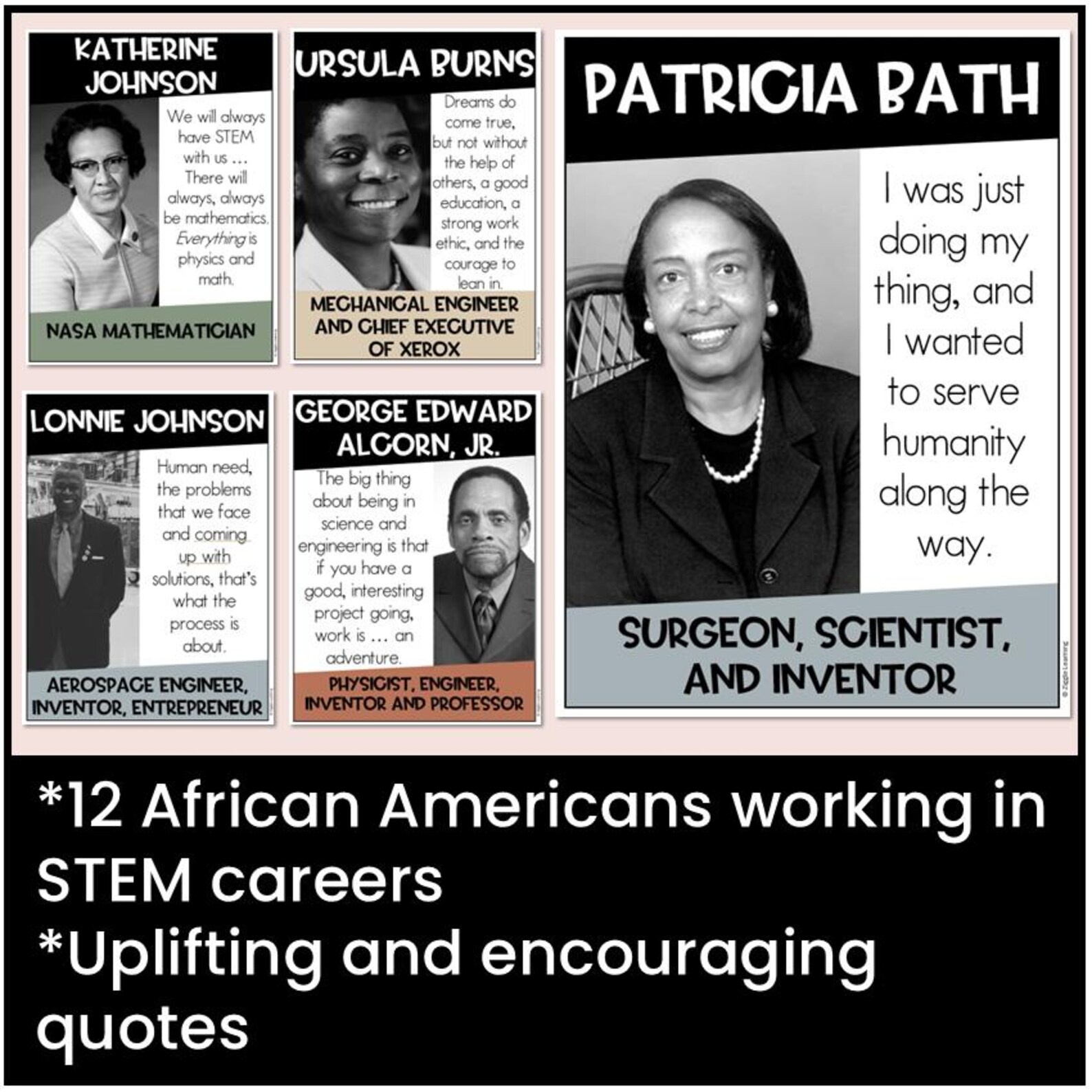 Black History Month STEM Careers Inspiring Quotes Printable Posters ...