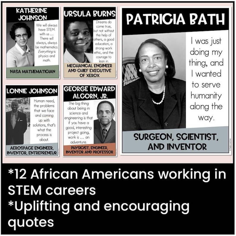 Black History Month STEM Careers Inspiring Quotes Printable Posters ...