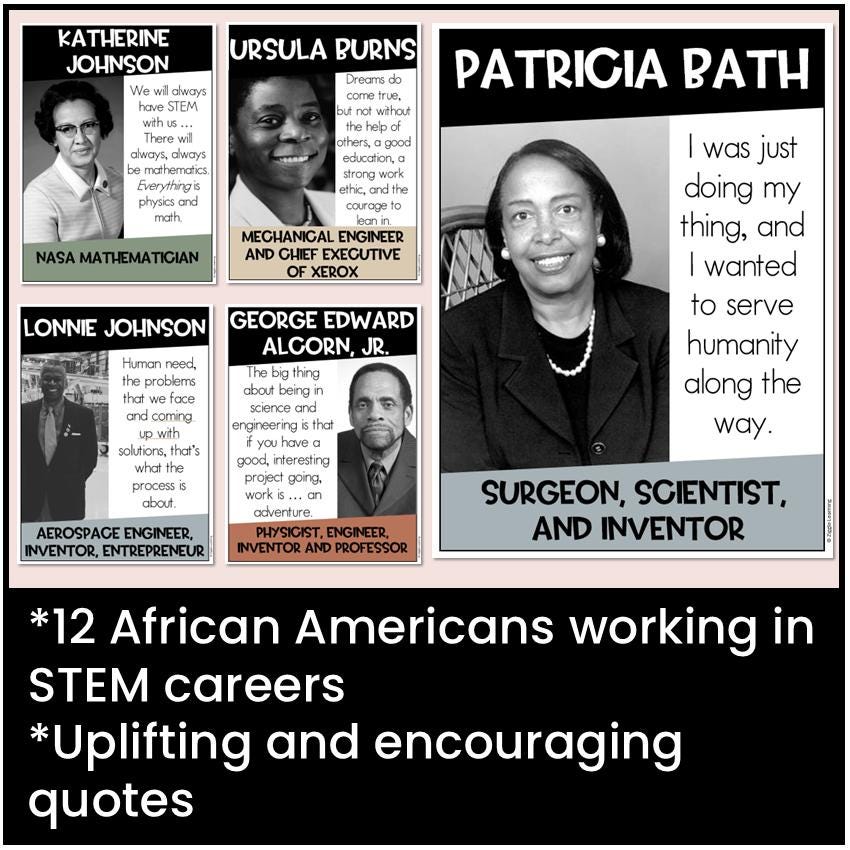 Black History Month STEM Careers Inspiring Quotes Printable Posters ...