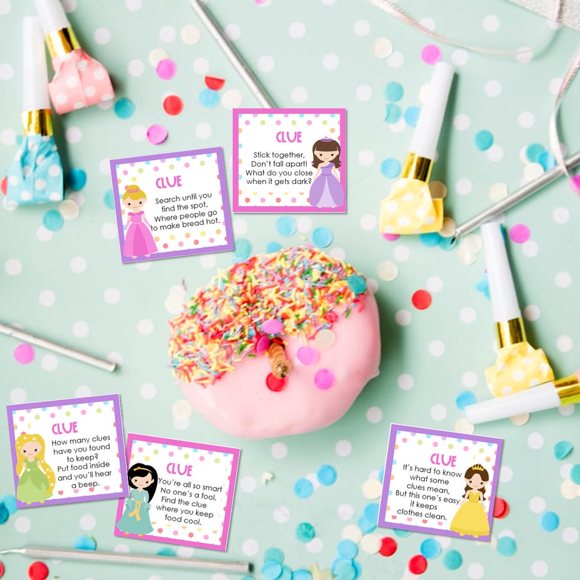 Princess Treasure Hunt Clues, Princess Party Game, Printable Princesses ...