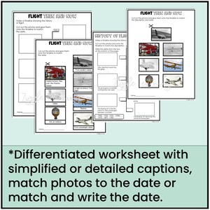 Printable History of Flight Timeline, Planes Then and Now Worksheet ...