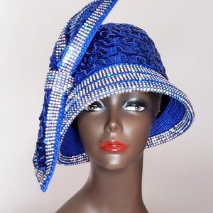 Royal Blue Sequin and Rhinestone Bucket Hat With Side Bow - Etsy
