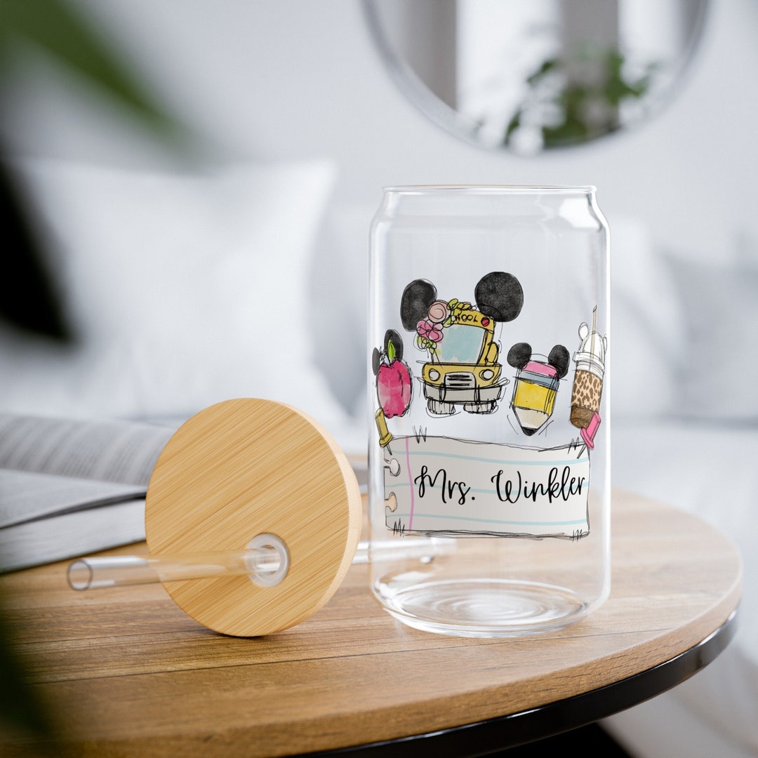 Personalized Disney Teacher Glass | Disney Teacher Librarian Principal ...