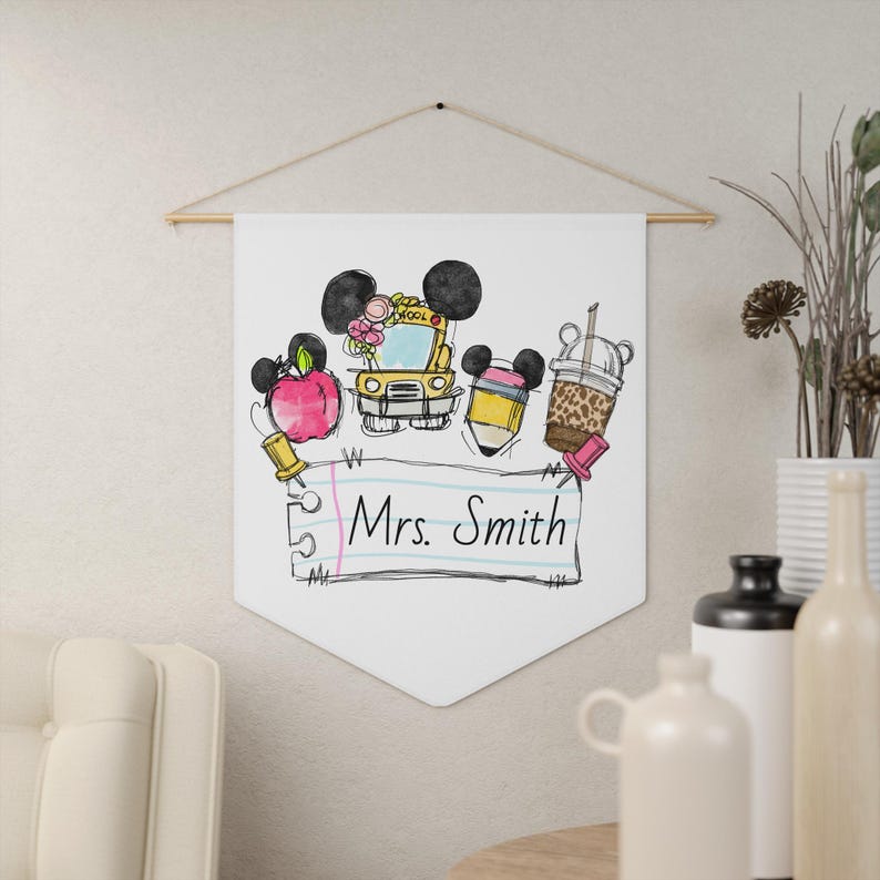 Personalized Disney Teacher Wall Pennant | Disney Classroom Decor ...