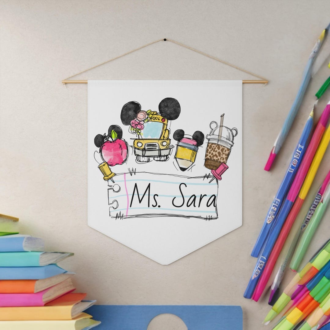 Personalized Disney Teacher Wall Pennant | Disney Classroom Decor ...