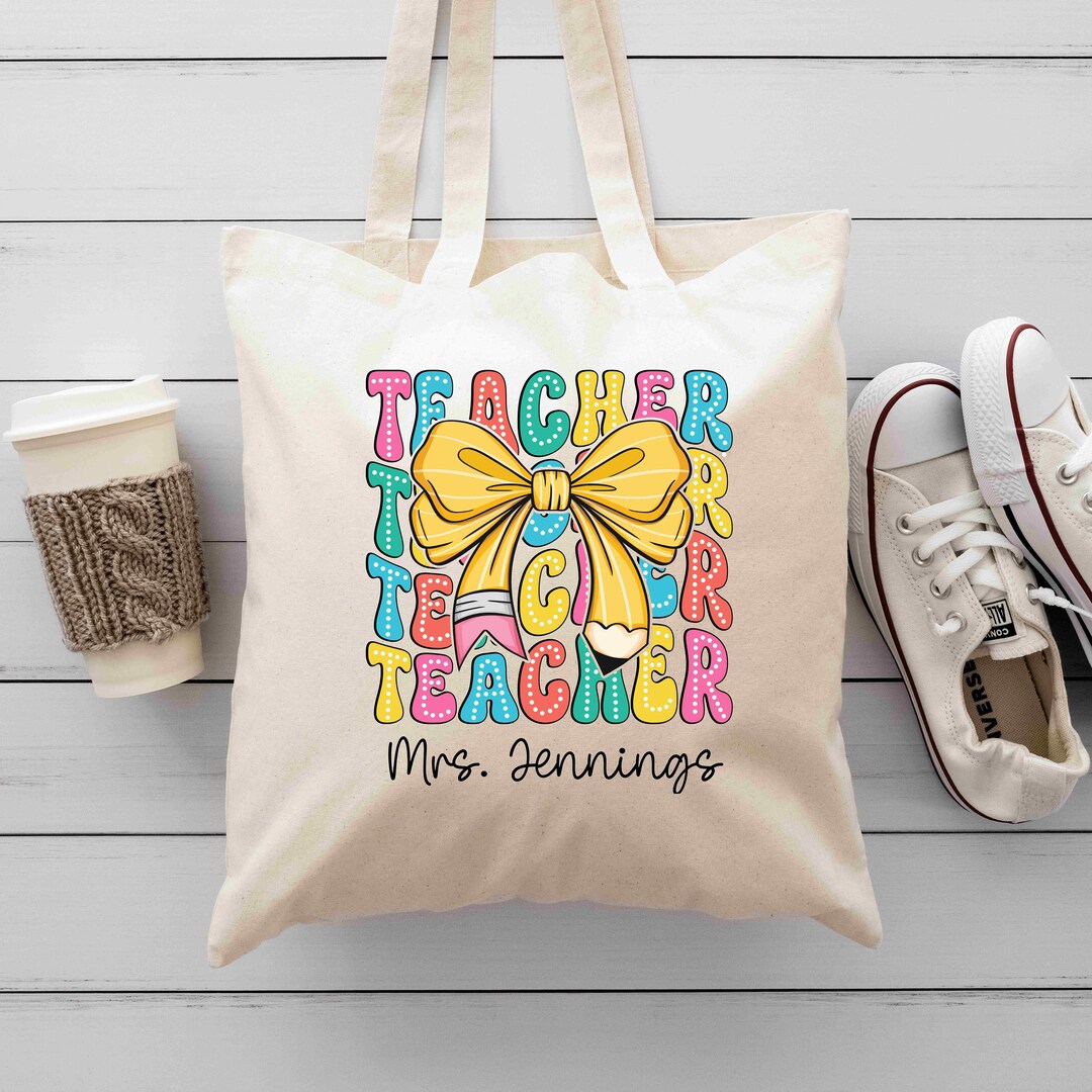 Personalized Teacher Tote Bag | Customized Teacher Cotton Canvas School ...