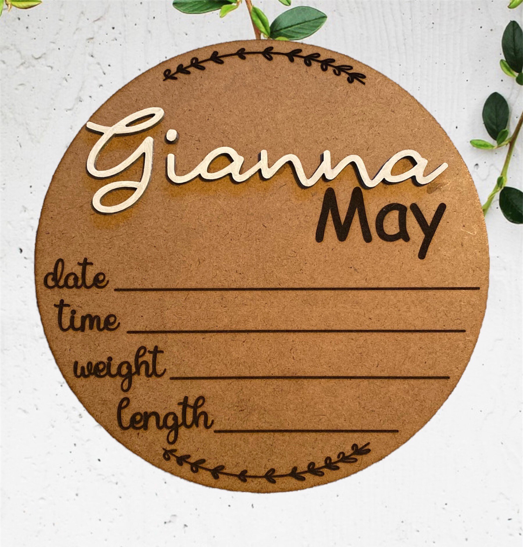 Baby Announcement Sign With Birth Stats | Wood Sign | Baby Name Reveal ...