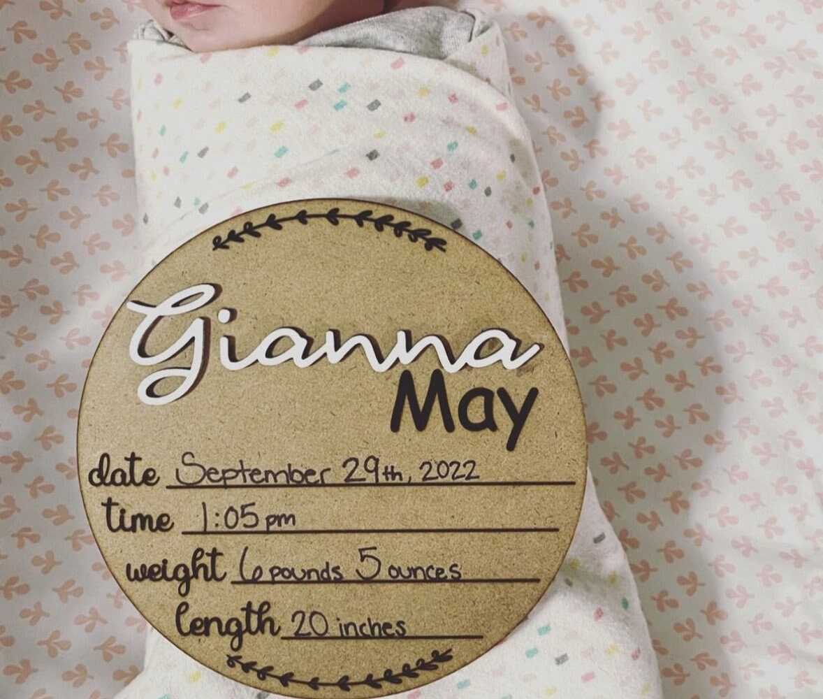 Baby Announcement Sign With Birth Stats | Wood Sign | Baby Name Reveal ...