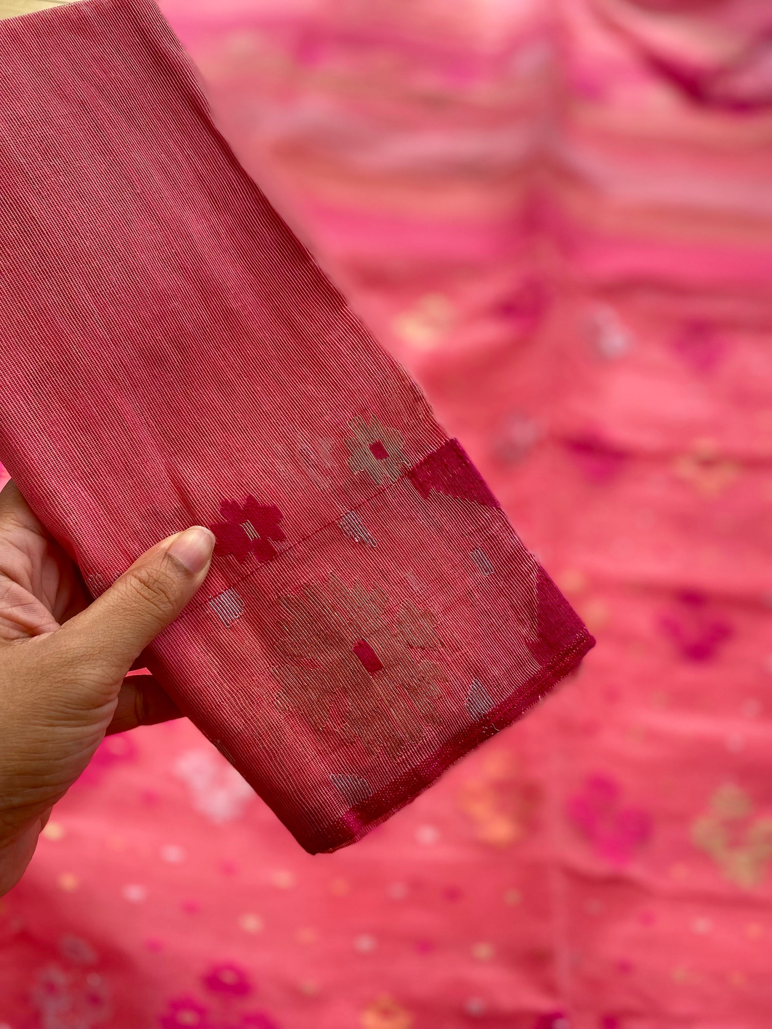 100% Original Bangladeshi Dhakai Half Silk Jamdani Saree Pink Colour ...
