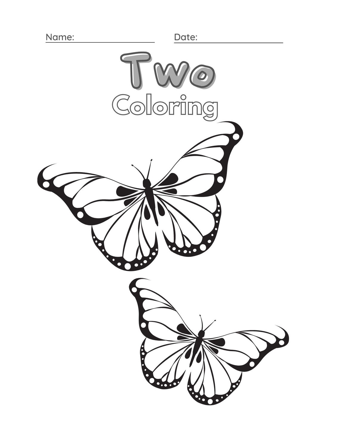 Counting Butterflies 1 -10 Coloring Pages - Etsy