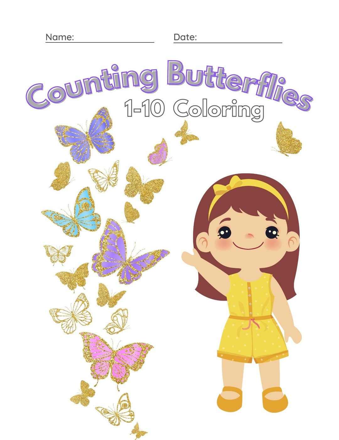 Counting Butterflies 1 -10 Coloring Pages - Etsy