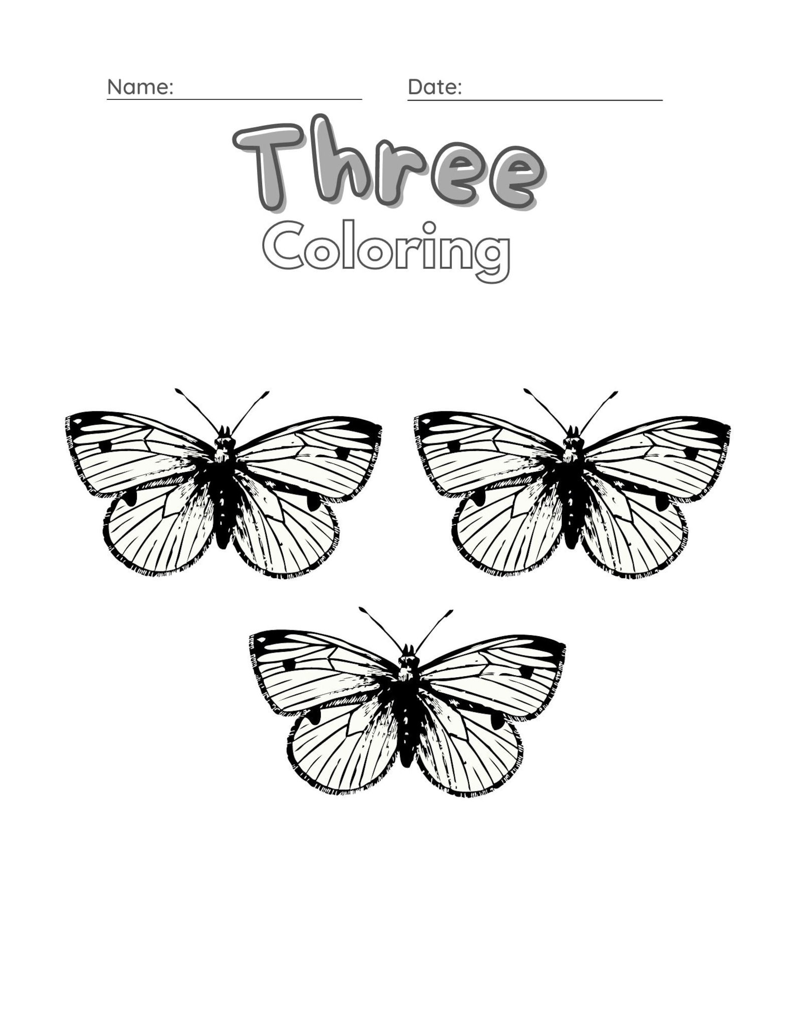 Counting Butterflies 1 -10 Coloring Pages - Etsy