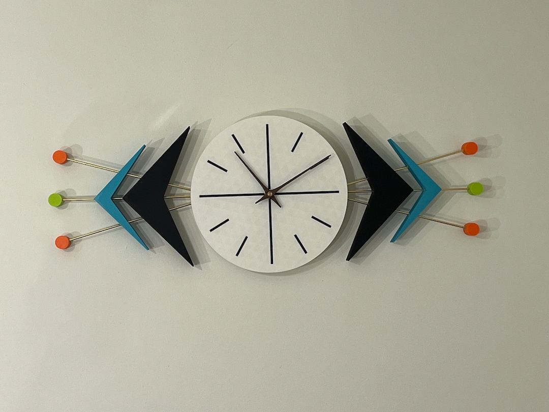 Retro Atomic Wall Clock Vibrant Mid Century Modern Home Decor - Etsy