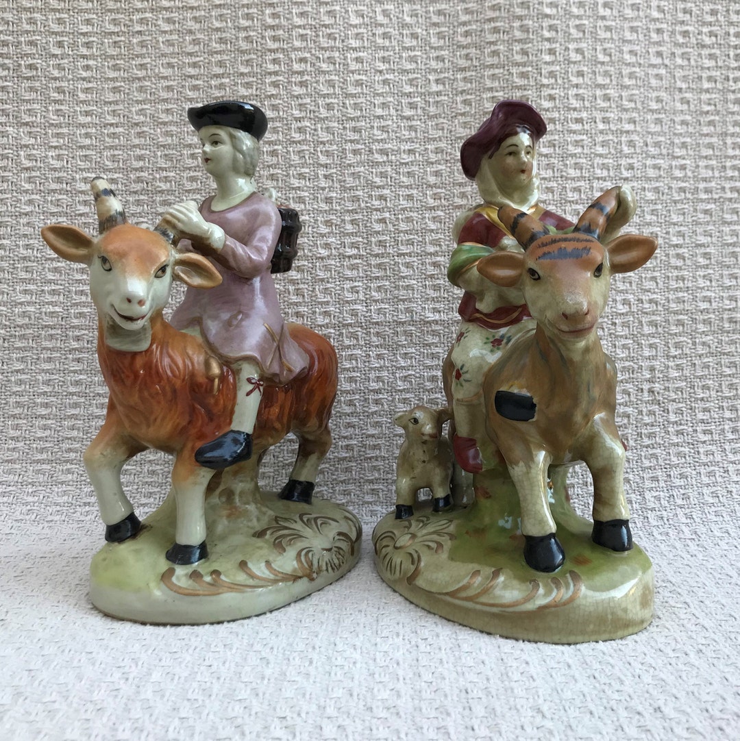 Antique Tailor on Goat and His Wife Vintage Porcelain Figurine Figure ...