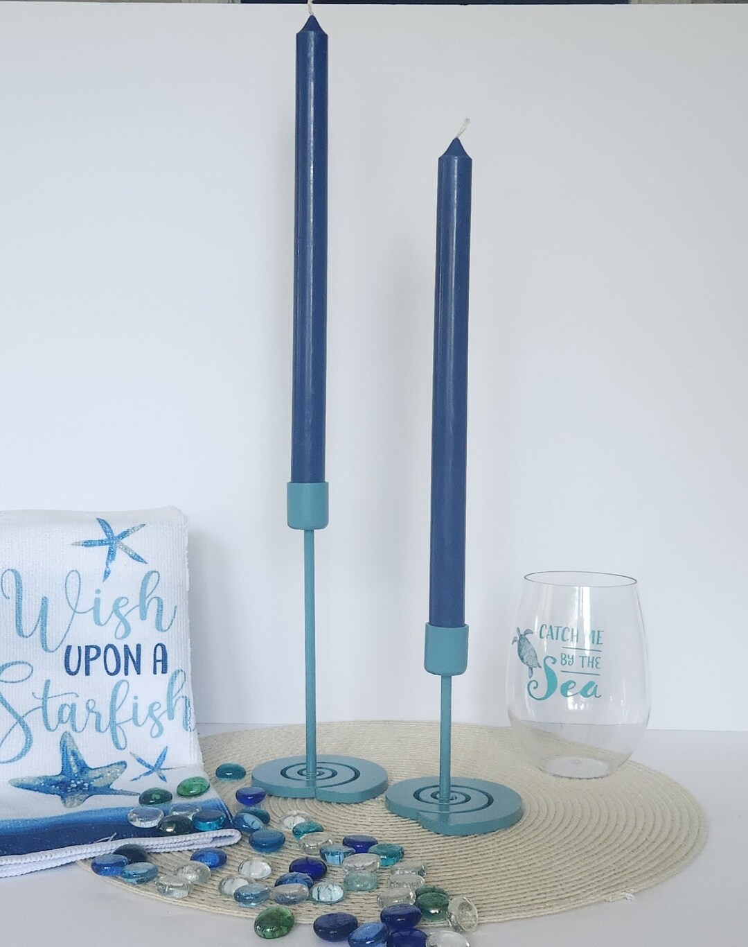 Coastal Tapered Candle Holder / Shell Candlestick Pair - Etsy