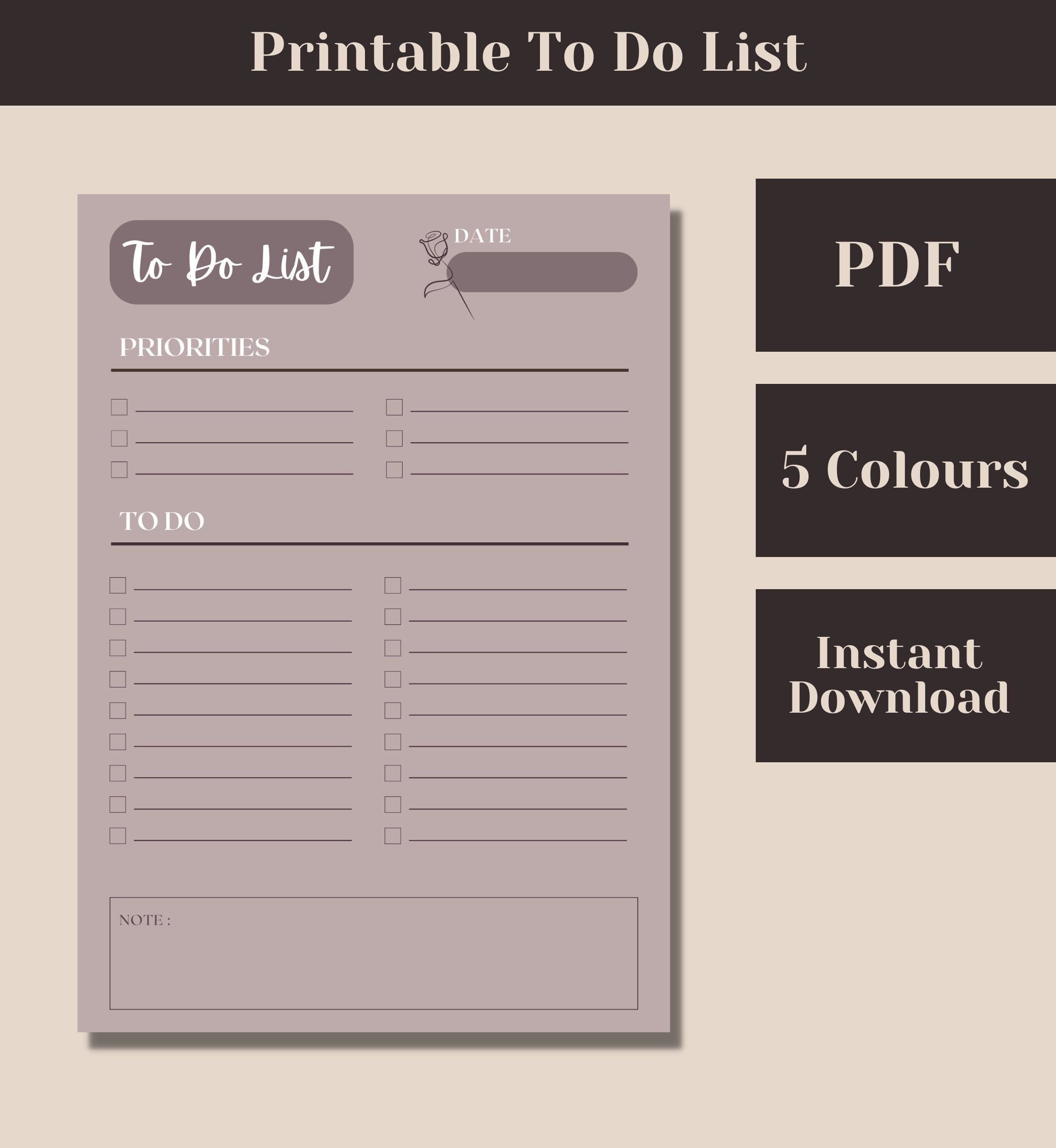Printable to Do List Daily Planner Weekly Planner Productivity ...