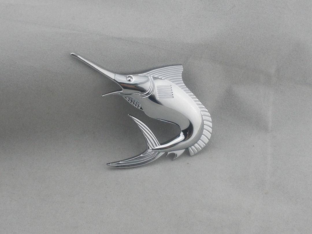Chrome Swordfish Car Logo Car Door Side Bagde Plastic 3D Auto Sticker ...